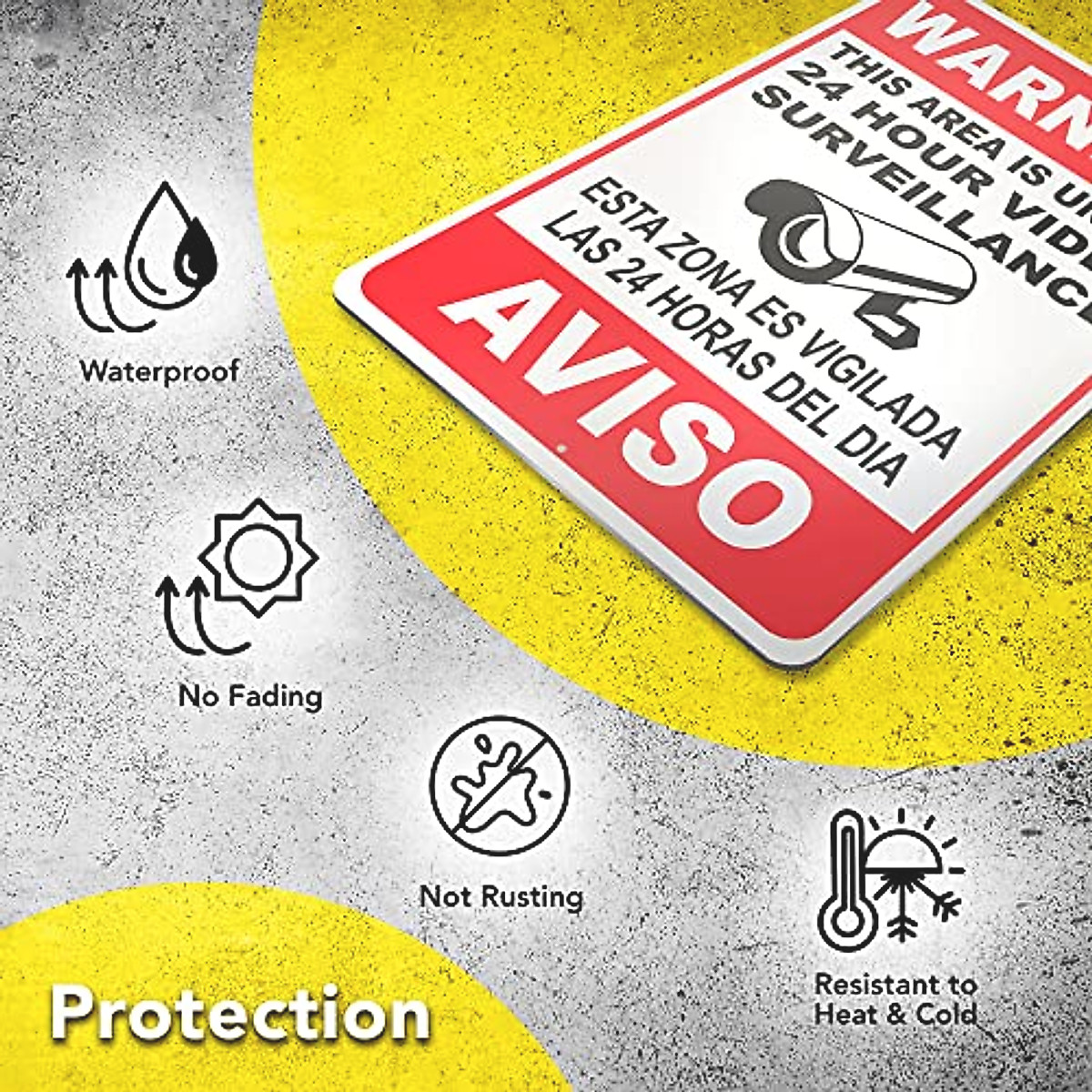 Video Surveillance Sign - 8 x 12 Aluminum 24 Hour Surveillance Sign Security Camera Sign No Trespassing Sign Smile Your on Camera Signs