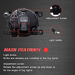 Driving Fog Lights Lamps Replacement for Acura Honda 5 500 S-Type X-Type XK LS Ford Freestyle Ranger Focus Suzuki With H11 12V 55W Halogen Bulbs ​Repalaces 33900STKA11 4F9Z15200A (Clear Lens)