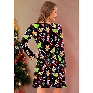 For G and PL Womens Long Sleeve Ugly Christmas Crew Neck Dresses Fitted Party Holiday Costume Collection S