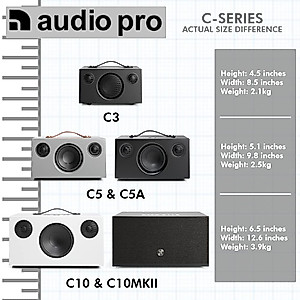 Audio Pro Addon C3 Wireless Bluetooth Speaker | High Fidelity, WiFi Multiroom, Rechargeable, Portable Speaker | AirPlay, Alexa, Spotify Connect Compatible Home & Outdoor Speaker | Black