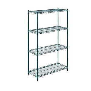 Nexel Poly-Green Adjustable Wire Shelving Unit, 4 Tier, Heavy Duty Commerical Storage Organizer Wire Rack, 18" x 42" x 74", Green