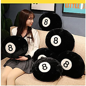 MOJUN 19.6" Simulation Black Billiards 8 Ball Plush Stuffed Soft Sport Round Sleeping Cushion Pillow for Home Bed Sofa Couch Decor, Kids Gift