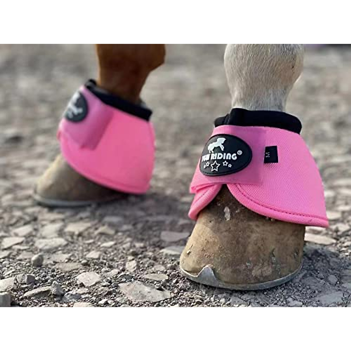 TGW RIDING No-Turn Horse Bell Boots, Equine Ballistic Hoof Overreach Bell Boot, Pair (L, Pink)…