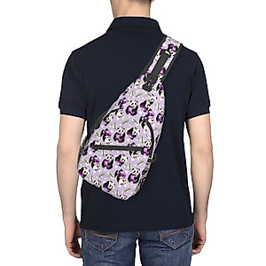 ZREXUO Cartoon Panda Unisex Chest Bags Crossbody Sling Backpack Travel Hiking Daypack Crossbody Shoulder Bag For Women Men