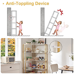 Alaxgumrol White L-Shaped Bookshelf, Modern Corner Bookshelf 5-Shelf Corner Bookcase for Display CDs Movies with Metal Frame Corner l Shelf Storage for Bedroom Living Room Home Office Kitchen