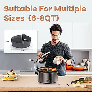 4 In 1 Crock Pot Liners, Onadak Silicone Slow Cooker Liners, Food Grade Silicone Crock Pot Liners Reusable For 6-8QT, Slow Cooker Divider BPA Free, Leak Proof, Dishwasher Safe, Replaces Disposable