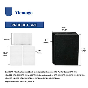 Replacements for Honeywell Filter R & HPA300 Filter (3 HEPA Filters & 4 Carbon Prefilters)