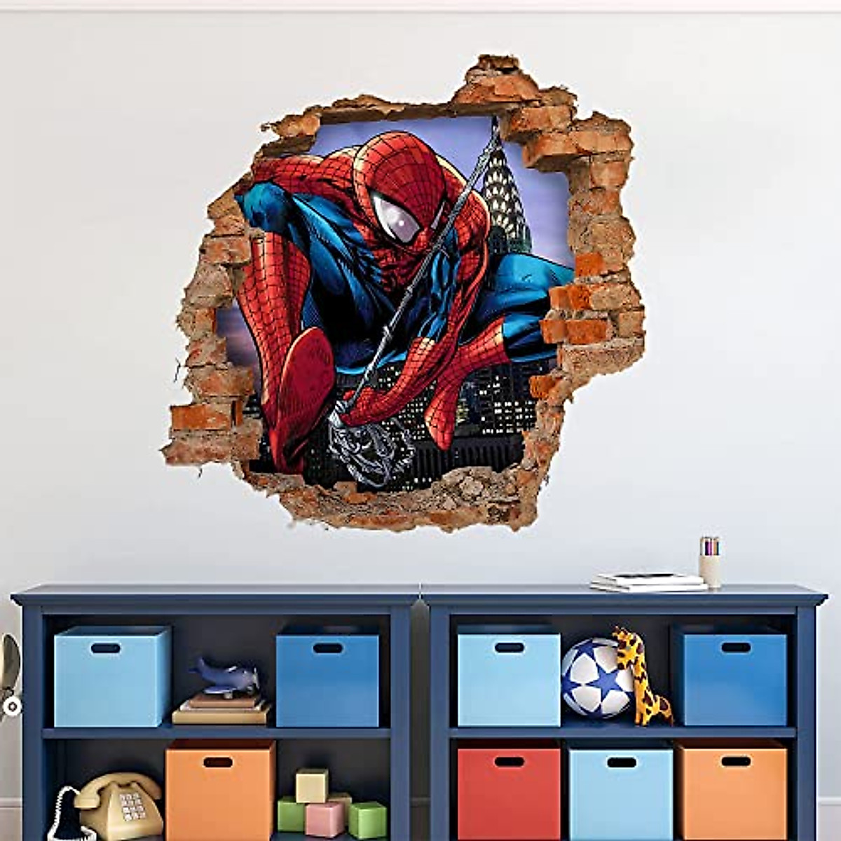 Kids Cartoon Wall Decal Peel and Stick Removable Cute Super Hero Stickers for Spiderman Room Wall Decor Decals Kids Themed Room Stickers