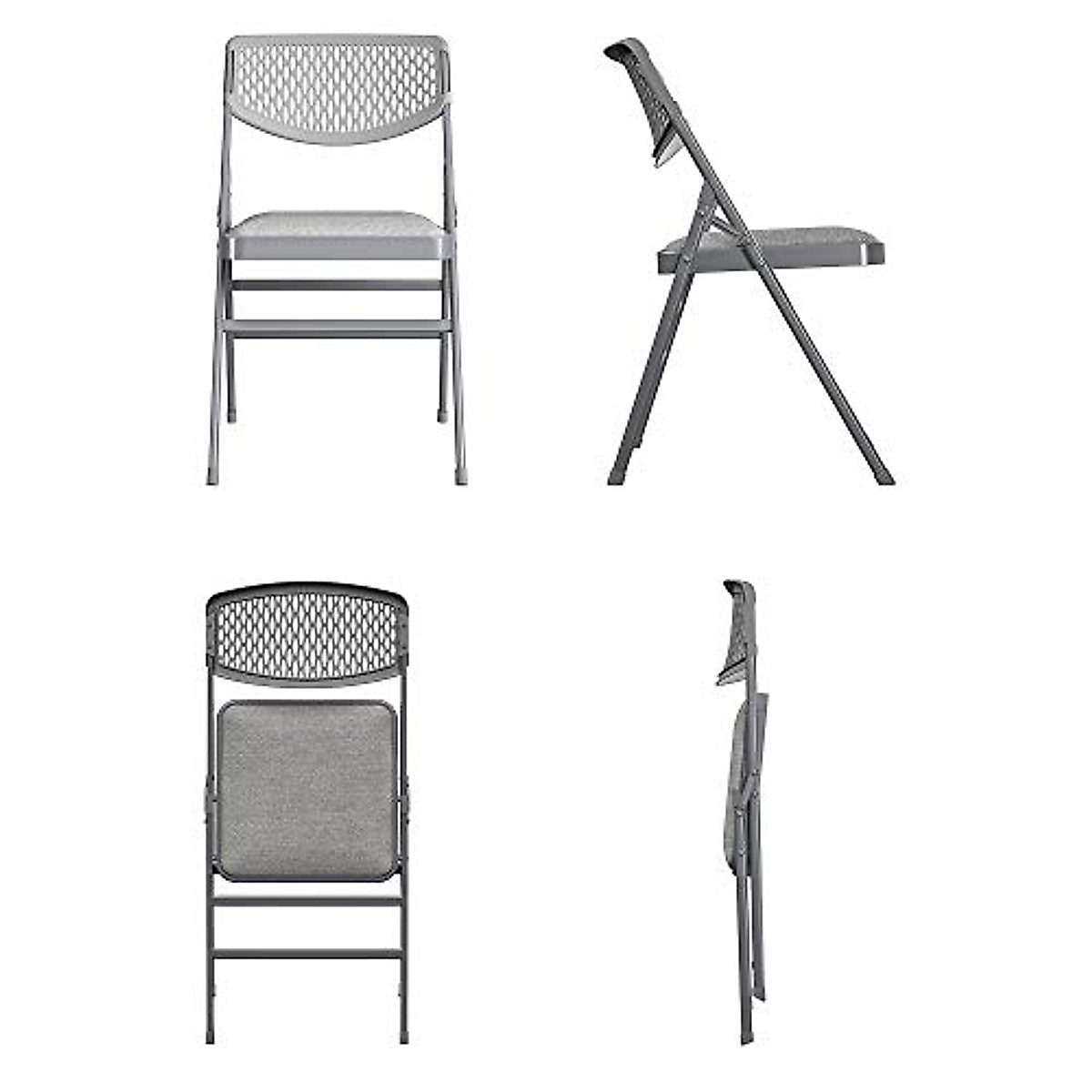 Cosco Products COSCO Ultra Comfort Commercial Fabric and Resin Mesh, Gray, 4-Pack Folding Chair, 4 Pack