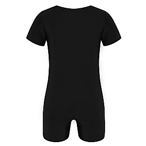 Daenrui Kids Girls Boys Short Sleeve Tumbling Unitard Athletic Gymnastic Biketard Ballet Dance Leotard Black 4 Years
