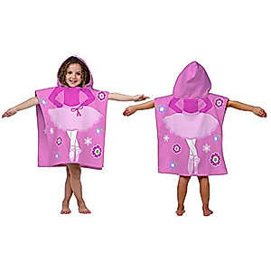 Jay Franco Trend Collector Ballerina Kids Bath/Pool/Beach Hooded Poncho Towel - Super Soft & Absorbent Cotton Towel - Measures 22 x 22 Inches