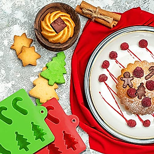 6Pcs Christmas Silicone Molds Chocolate and Candy Molds Set Santa Clause Snowman Christmas Tree Presents Gingerbread Star Candy Cane Molds Baking Molds for Cake Toppers,Ice Cubes,Jello for Party Decor