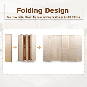 JAXPETY 6 Panel Room Divider 6ft Tall Folding Privacy Screen Freestanding Rustic and Natural Bamboo Room Partition for Home Office, Natural Color
