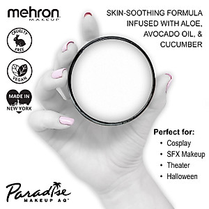 Mehron Makeup Paradise Makeup AQ Pro Size | Stage & Screen, Face & Body Painting, Special FX, Beauty, Cosplay, and Halloween | Water Activated Face Paint & Body Paint 1.4 oz (40 g) (White)