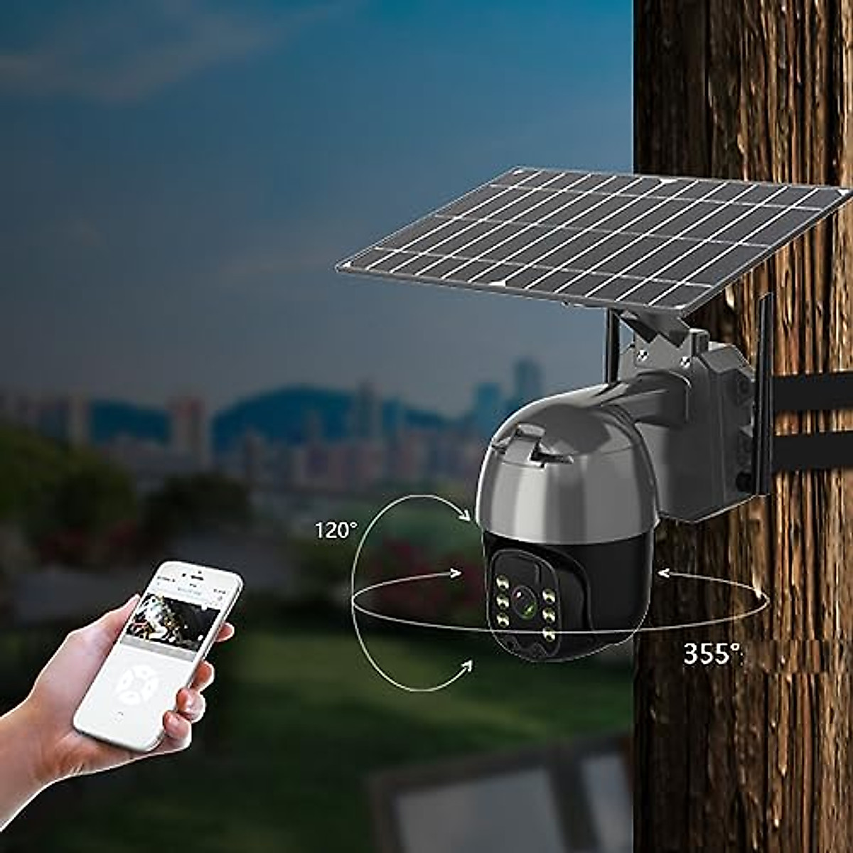 Solar Security Camera, WiFi Outdoor Camera, 4G Remote Control, PIR Motion Detection, Dual Light Source, Full Color Night Vision Camera, Home Surveillance Security Camera