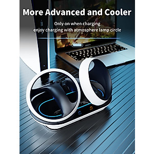 MOJOXR Magnetic Charging Station for PS VR2 Sense Controllers and Lens Cover for PSVR2 Headset, Charging Dock with Lamp Circle and Indicators, Fast Charging Accessories Kit for PlayStation VR2