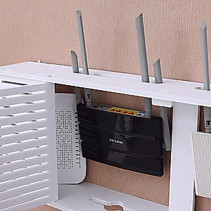 Good home Multifunctional Wall - Mounted Wireless Router Storage Box-Wall-Mounted WiFi Multimedia Set-top Box Shelf White Wall Decorative Shelf TV Cabinet DV Shielding Box