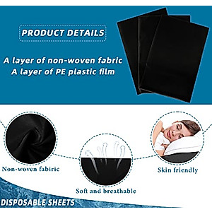 50 Pieces 31 x 70 Inches Disposable Bed Sheets Waterproof Bed Cover Massage Table Sheet Non-woven Fabric for Spa, Beauty Salon, Hotels (Black)