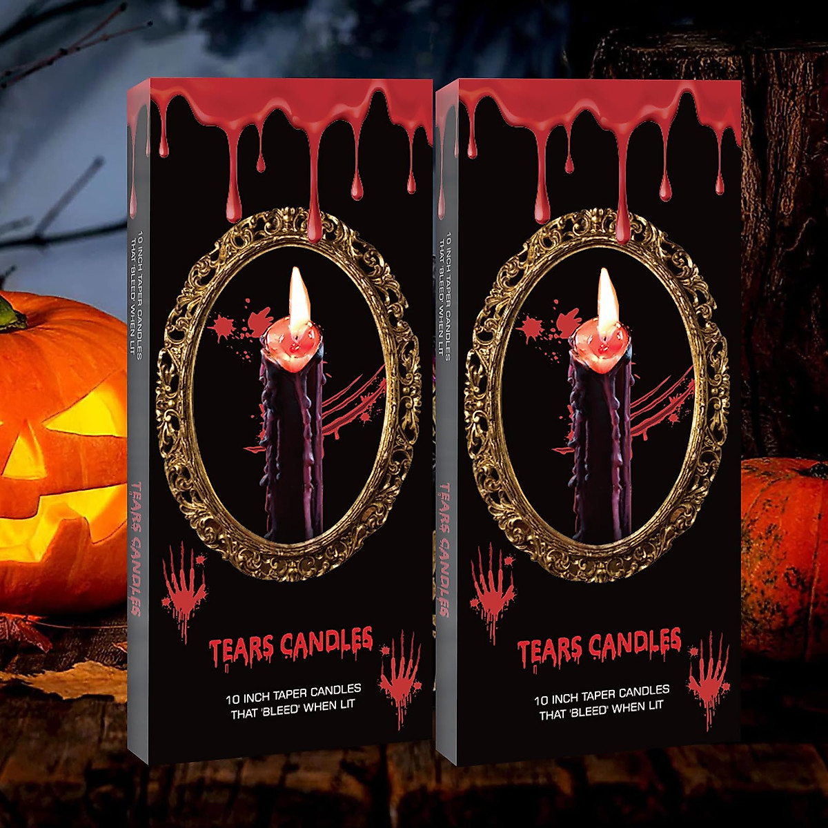 6 Pack Vampire Tears Taper Candles, 10 inch Tall Bleeding Candles, Soundvalue Unscented Black Tapered Candlesticks, Spooky Blood Drip Candles Set for Halloween Party Gothic Home Decorations