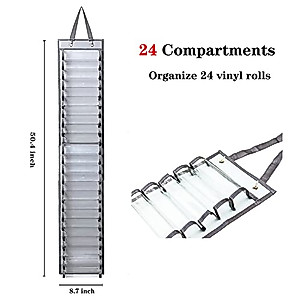 Vinyl Rolls Storage Rack, Vinyl Roll with 24 Compartment Volume Compartments Wall Mount/Door, Vinyl Storage Rack for Craftsmanship (Gray)