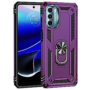 for Moto G 5G Case, Moto G 5G 2022 Phone Case with Screen Protector, [Military Grade 16ft. Drop Tested] Magnetic Ring Holder Kickstand Protective Phone Case for Motorola Moto G 5G (2022), Purple