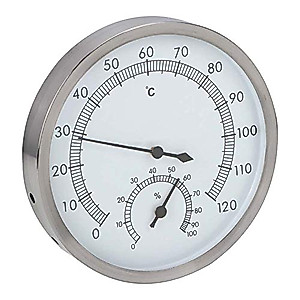 Aqur2020 Stainless Steel Sauna Room Thermometer Hygrometer Steam Room Thermometer with Easy-to-Read Scale ThermoHygrometer Sauna Room Accessories