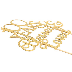 100 years blessed loved Cake Topper - Gold Glitter Love Party Theme Decoration - Ideal Background Celebration Photo Props Gift - Hello 100, Cheers to 100 Years (100 years blessed loved)