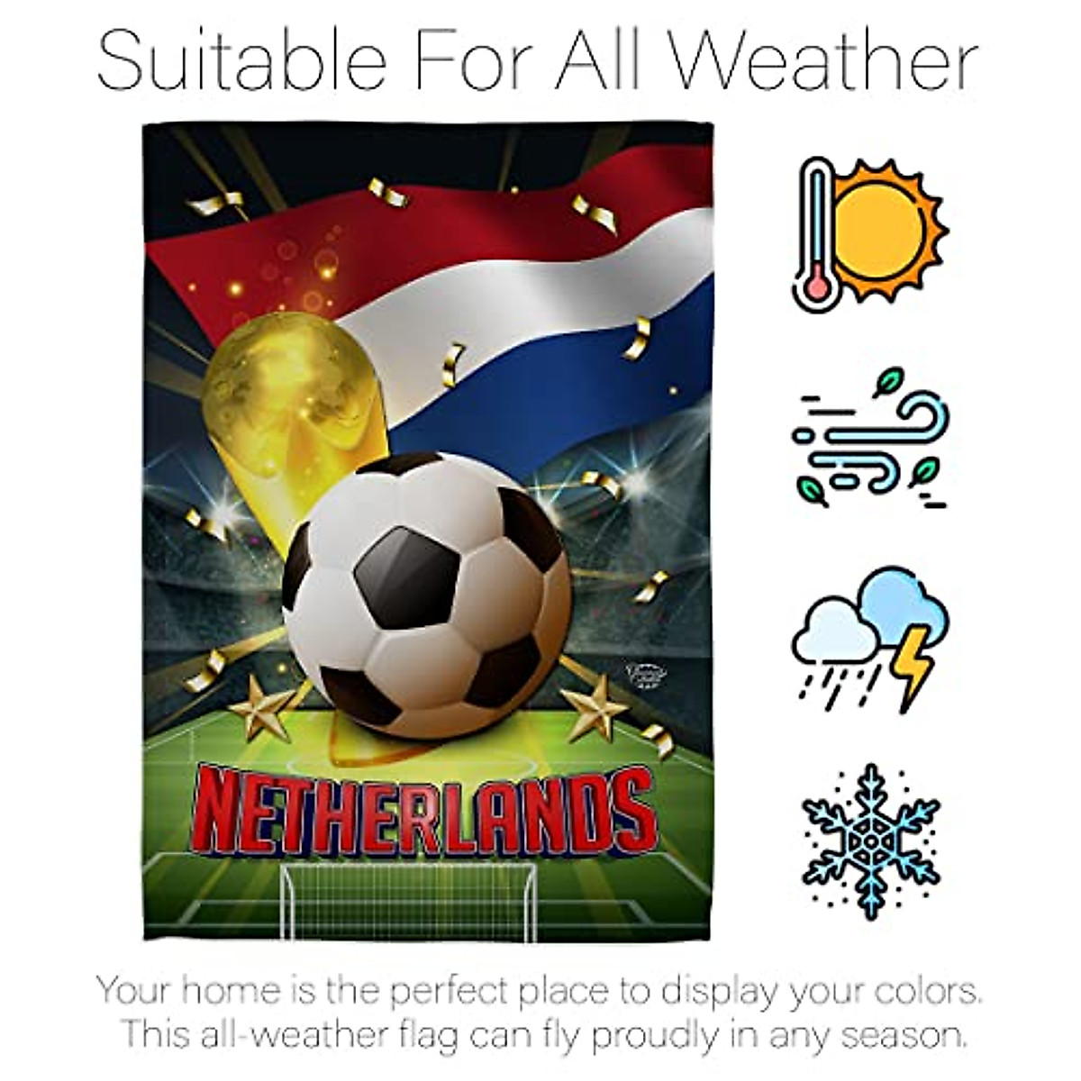 Ornament Collection World Cup Netherlands Garden Set Wood Sports Soccer Game Goal Ball Football Entertainment Activity Physical House Decoration Banner Small Yard Gift Double-Sided, Flag + Wall Dowel