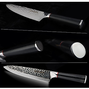 S SMAZINSTAR Chef Knife 8 inch Kitchen Knife Premium Sharp Cooking Knife HC German Stainless Steel Japanese Knife for Home Kitchen and Restaurant, Hand-Hammered, Ergonomic Handle, Gift Box