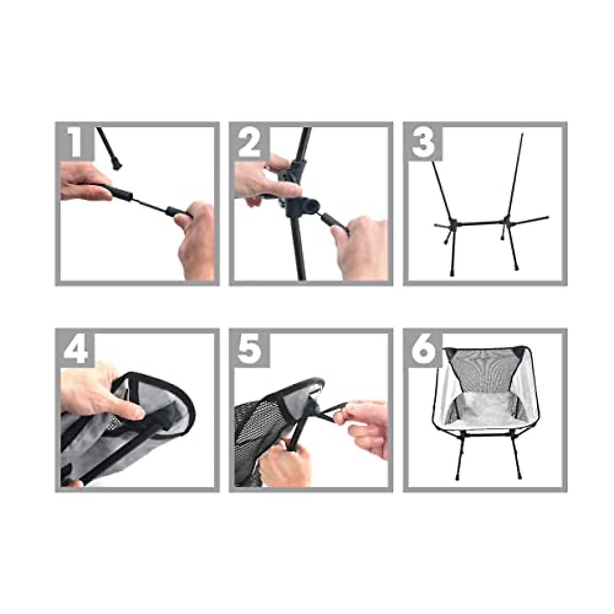 Lightweight Portable Folding Camping Chair Compact Beach Camp Chairs for Adults Foldable Backpacking Chair Outdoor Chair for Camping Hiking Lawn Picnic Outside Travel (Grey)