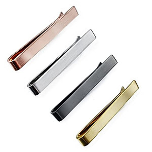 HAWSON Tie Clip-Skinny Tie Bar for Mens 4Pcs Initial Tie Clips Suitable for Wedding Anniversary Business and Daily Life Come with a Black Gift Box