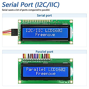FREENOVE I2C LCD 1602 Module (2 Pack), New Type IIC TWI Serial 16x2 Display, Compatible with Arduino Raspberry Pi Pico ESP32 ESP8266