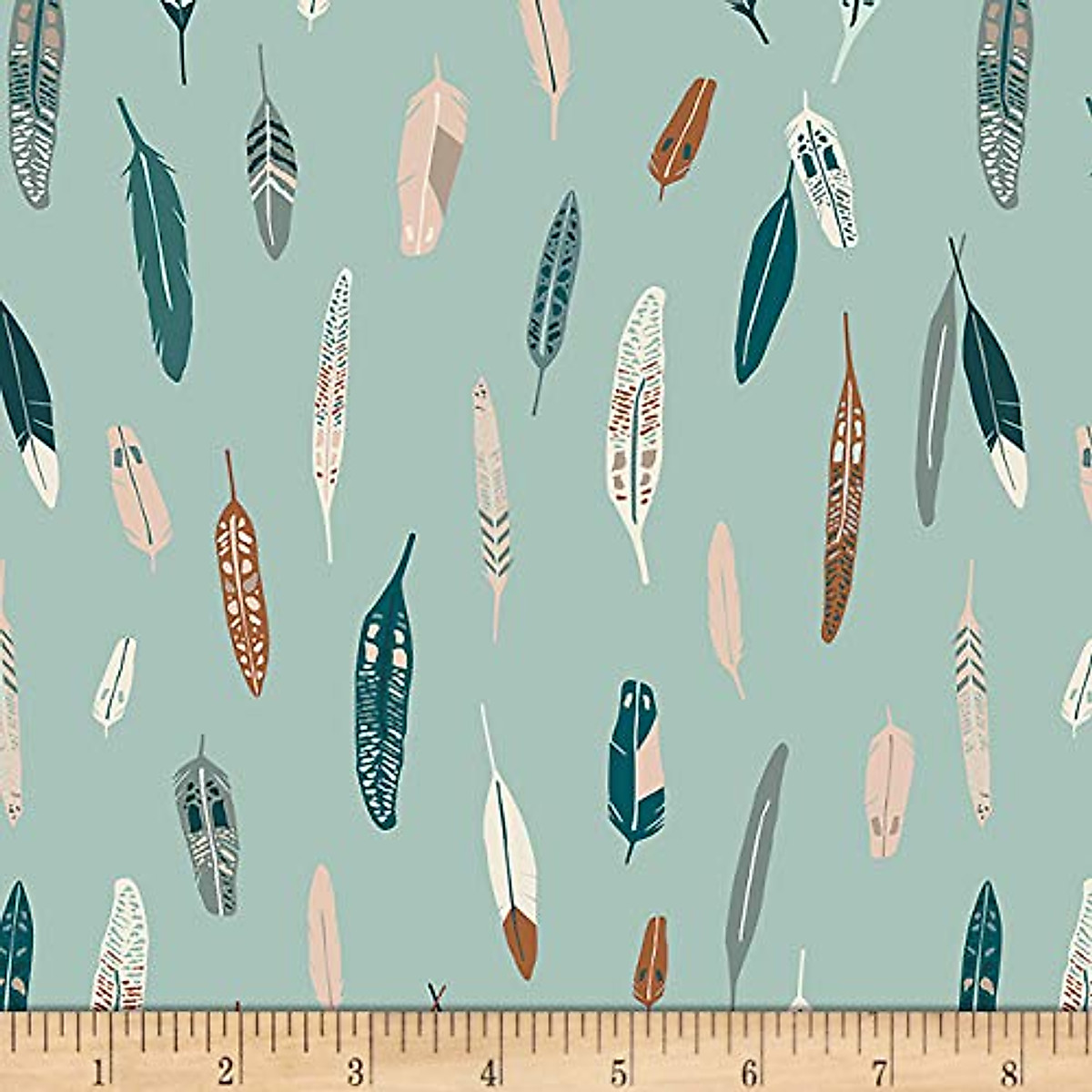 Art Gallery Fabrics Art Gallery Campsite Heather & Feathers Fabric, Blue