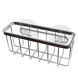 2 Pcs Sponge Holder for Kitchen Sink,304 Stainless Steel Kitchen Sink Suction Cup - Adhesive Kitchen Sponge Holder Kitchen Sponge Sink Organizer Without Drilling for Kitchen, Bathroom Edorro