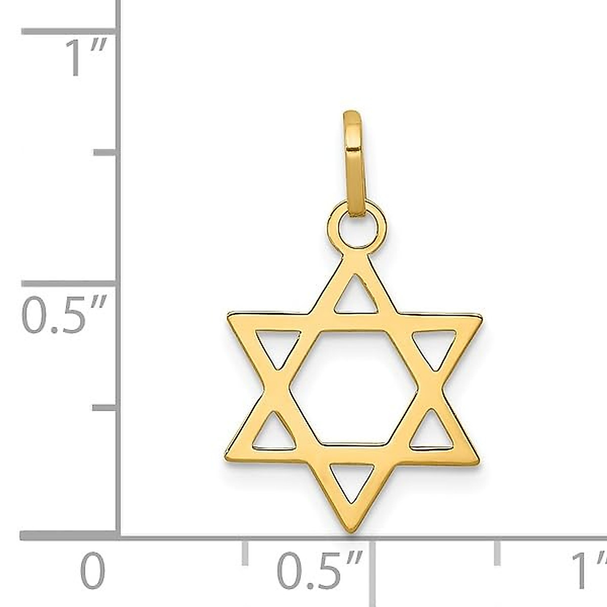 14K Yellow Gold Star of David Jewish Magen Necklace Judaica Religious Pendant Israel Charm Only