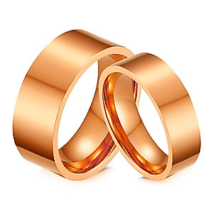 MZZJ Couple Matching Ring Pinky Promise Pinky Swear 8MM&6MM High Polish Minimalist Classical Stainless Steel Initial Flat Wedding Band Set,Anniversary Birthday Gift for Him Her,Black