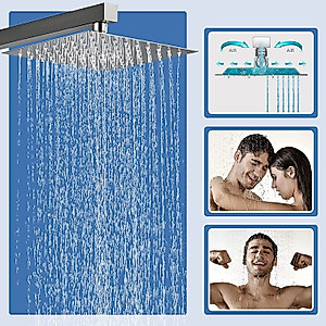 Ackwave Shower Faucet Set Brushed Nickel Shower System with 12 Inches Rain Shower Head and Handheld Sprayer Wall Mounted Shower Fixture Set with Brass Shower Valve