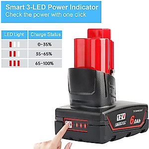 TENMOER 12V 6.0Ah Battery Charger Starter Kit Compatible with Milwaukee M12 Battery Replacement for Milwaukee 12Volt Batteries