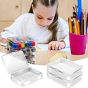 Rcybeo 16 Pcs Small Plastic Storage Containers with Lids, 4.5x3.4 Inches Craft Organizers Small Plastic Boxs for Collecting Small Items, Beads, Jewelry, Crafts Accessories, Game Pieces, Business Cards,Tools