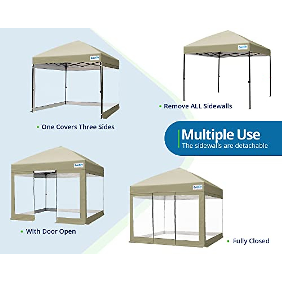 Quictent Clear Tent 10'x10' Ez Pop up Canopy with Sidewalls Instant Outddoor Gazebo Shelter Waterproof (Khaki)