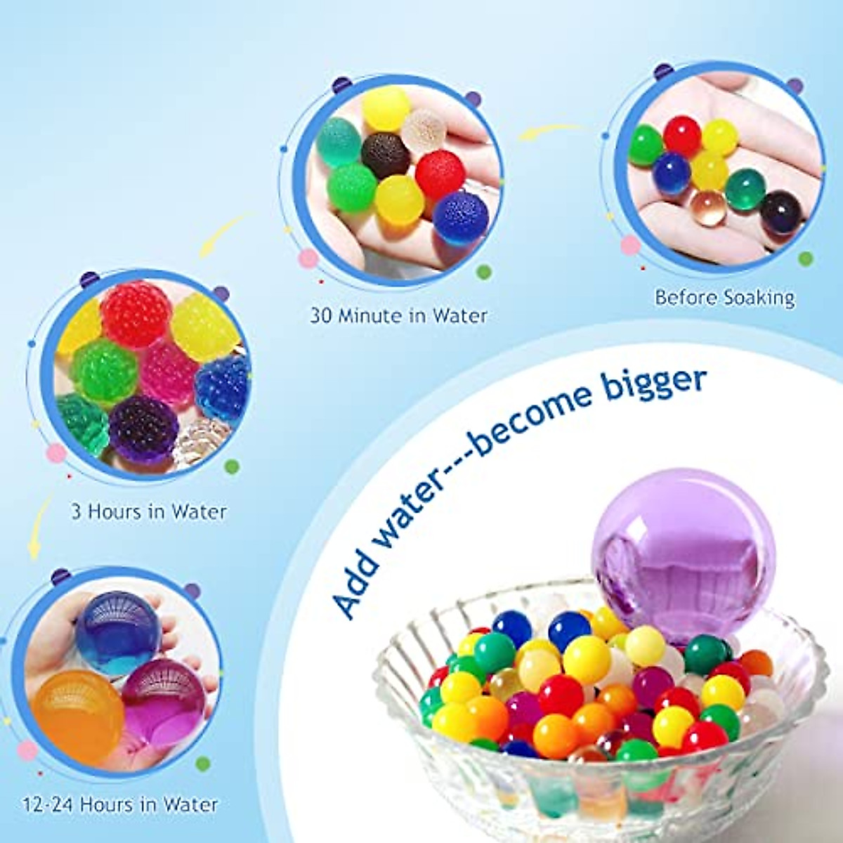 500PCS Large Water Gel Beads, Jumbo Water Growing Balls for Kids Non Toxic Sensory Playing ,Giant Water Jelly Pearls Rainbow Mix for Plants Vase Filler,Wedding Home Decoration （Color mixing-500Pcs）
