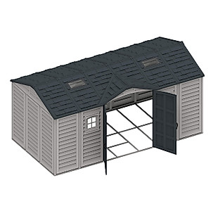 Duramax - Garden shed – APEX PRO Plus 15 x 8 – PVC Resin – Light and Dark Grey – Includes Floor