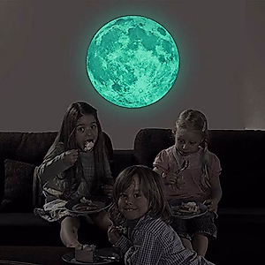 Kiddale Glow in The Dark Moon 30cm Glowing Luminous Wall or Ceiling Art Stickers Removable Adhesive Wall Decal for Kids Bedroom