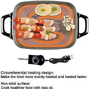 ReLdas Electric Skillet with Lid, Non-Stick, Electric Frying Pan Extra Large 16-Inch Skillet, Ceramic, Adjustable Temperature, Cool-Touch Handle