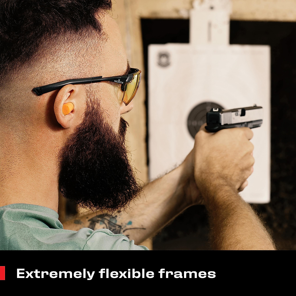 NoCry Yellow Safety Glasses for Men - ANSI Z87 Safety Glasses with Scratch Resistant Coating - 100% UV Resistant Blue Light Safety Glasses Anti Fog and Highly Adjustable Shooting Eye Protection