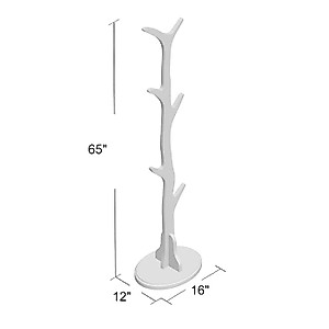 King's Brand Furniture - Wood Hall Tree Coat Rack Stand, Black Finish