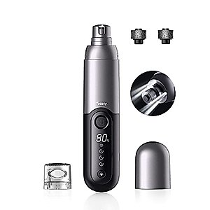 Toozey Dog Nail Grinder with 4 LED Lights, Professional 3-Speed Powerful Electric Dog Nail Trimmer with 2 Grinding Wheels, Dog Nail File Painless Paws Grooming for Small Medium Large Dogs & Cats