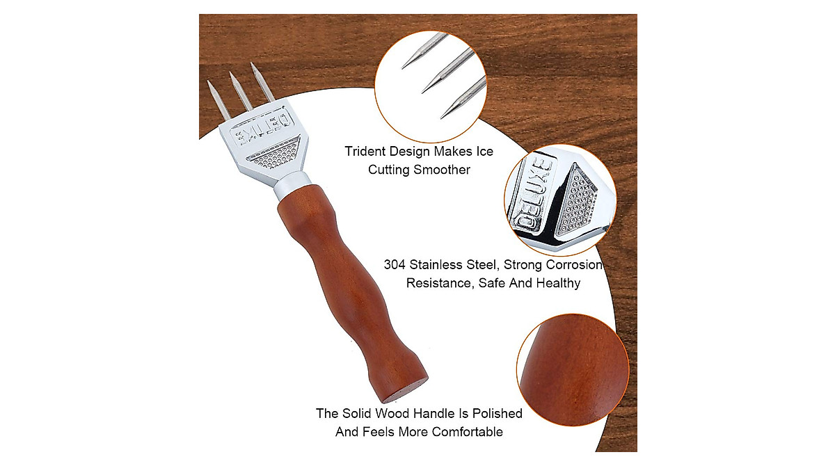 Durable Stainless Steel Ice Pick - Wood Handle Ice Crusher