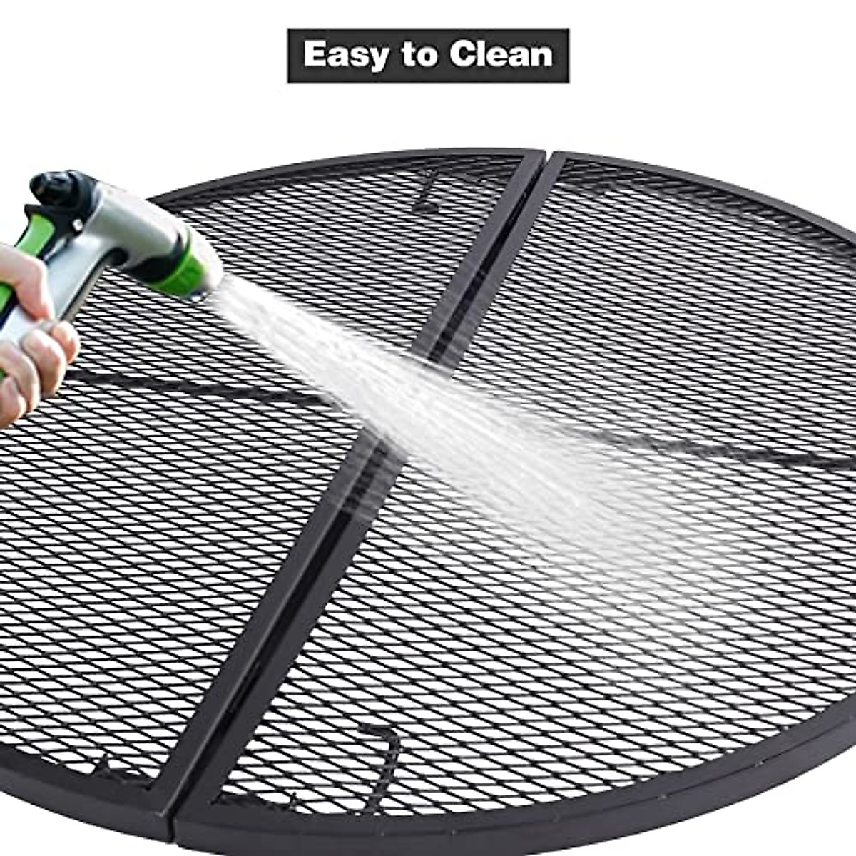 Lineslife X-Marks Fire Pit Cooking Grill Grates Portable, Heavy Duty Folding Round Campfire Grill Grate with Handles for Outdoor BBQ Cooking, Black 30 Inch