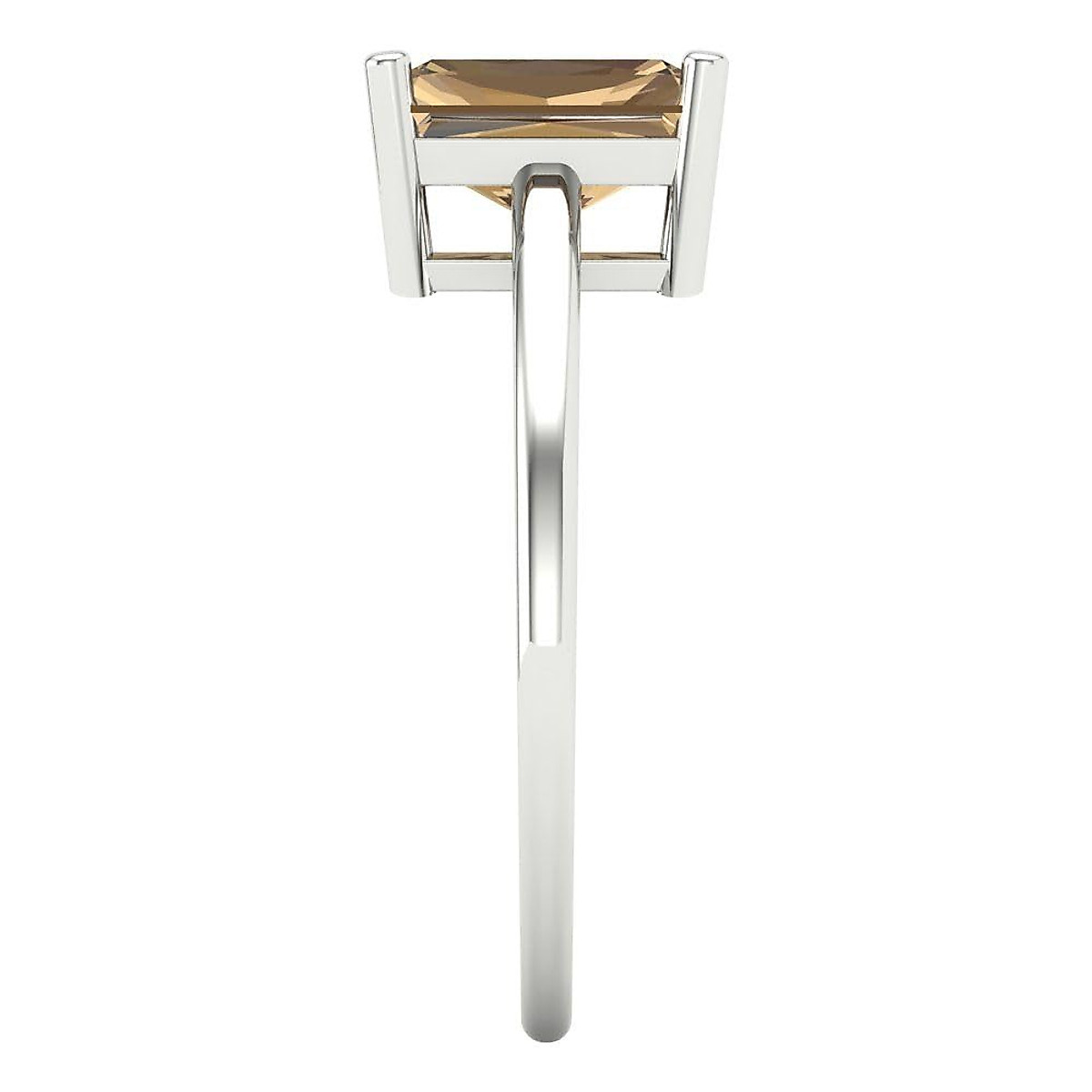 Clara Pucci 2.0 ct Emerald Cut Solitaire Brown Champagne Simulated Diamond Bridal Designer Anniversary Engagement Ring 14k White Gold